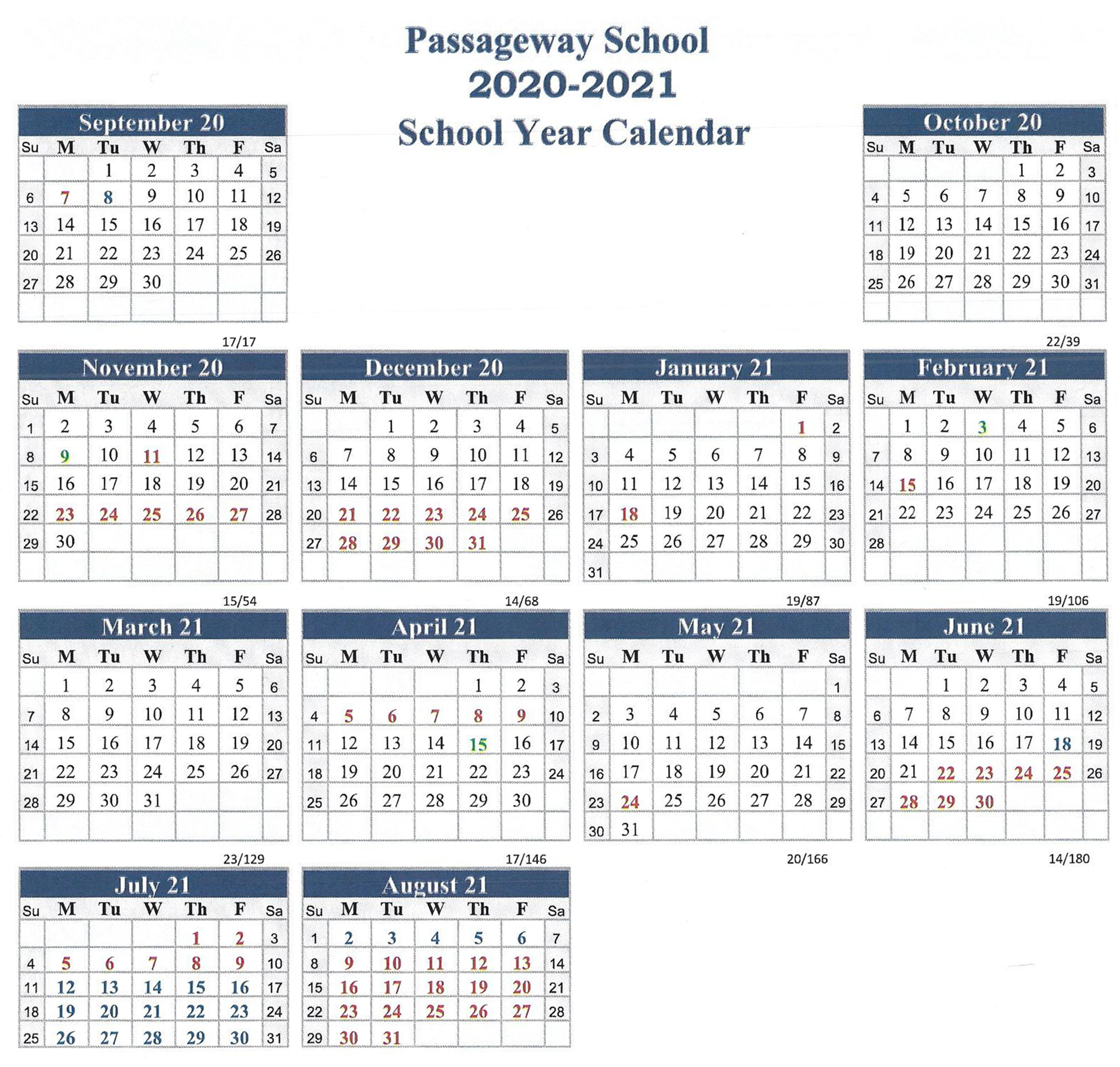 Passageway School | Calendar