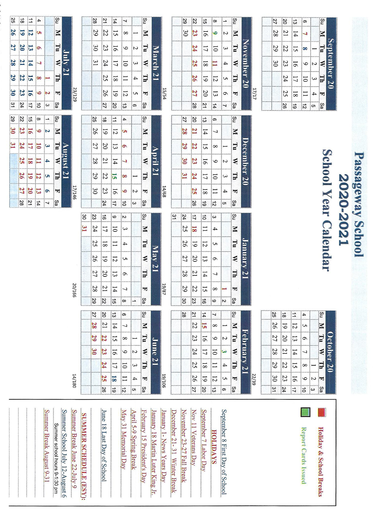Passageway School | Calendar